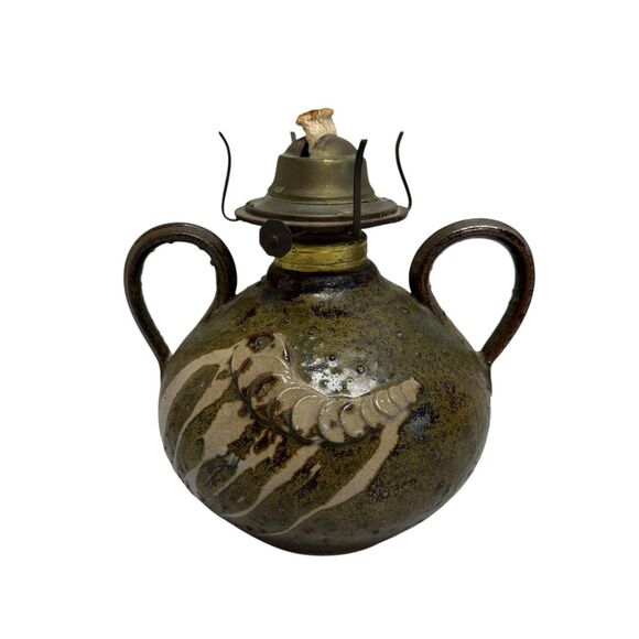 Accents | Vintage Studio Art Pottery Stoneware Oil Lamp Glazed With ...